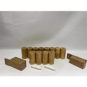 Dental Floss threaders 12PCS Biodegradable bamboo charcoal dental floss with refillable bamboo container | Free refill | Natural candle wax | 30M x 12| Corn and charcoal floss, | Environmental protect