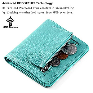 FUNTOR Small Wallets for Women, Ladies Small Compact Bifold Pocket RFID Blocking Genuine Leather Wallet for Women