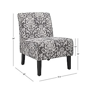Linon Coco Accent Chair, Gray Damask