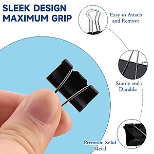 240 Pack Mini Binder Clips, Black Binder Clips, Small Paper Clips 15mm 5/8 Inch. Micro Size Office Clips for Home School Office and Business (15mm 5/8 Inch-240 PCS)