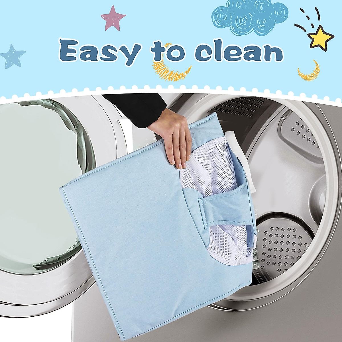 Baby Bouncer, Portable Soothing Baby Bouncer Seat and Swing with 3-Point Harness Comfortable Baby Rocker for Babies 0-6 Months, 0-20 lbs (Light Blue)