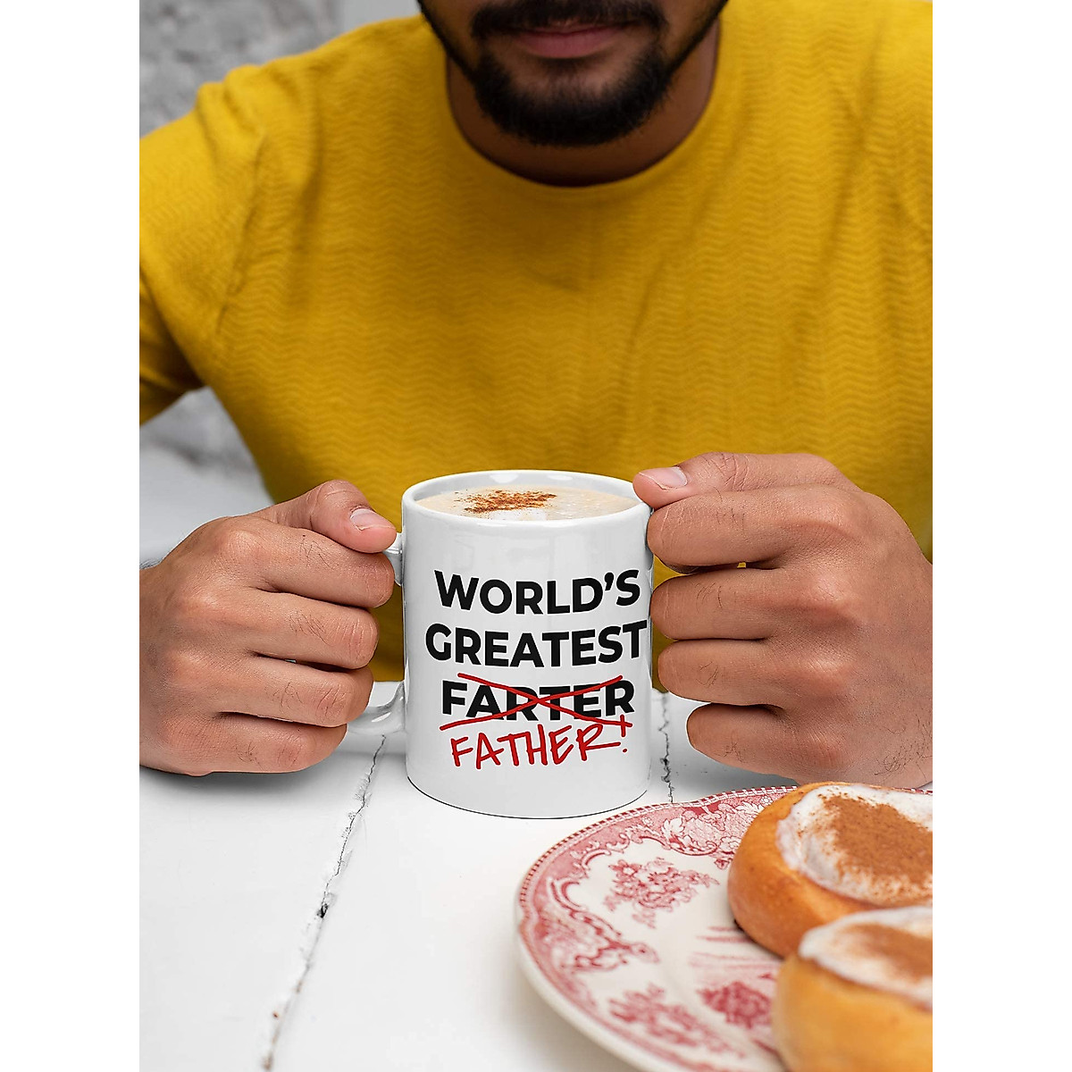 World's Greatest Farter Funny Fathers Day Coffee Mug | Best Farter Ever Coffee Cup - Funny Fathers Day Mugs from Son Daughter Kids | Cool Christmas Presents Fun Birthday Gag Gifts (WGF White)