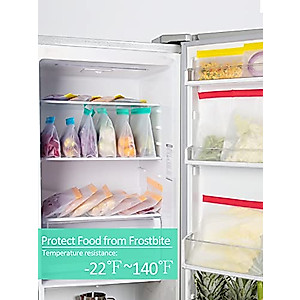 ANPHSIN 24 Pack Reusable Food Storage Bags- Stand Up & Flat Ziplock Bags BPA Free Freezer Bags, 10 Leakproof Sandwich Bags, 8 Food Grade Gallon Bags, 6 Resealable Snack Bags for Meat Veggies Fruit