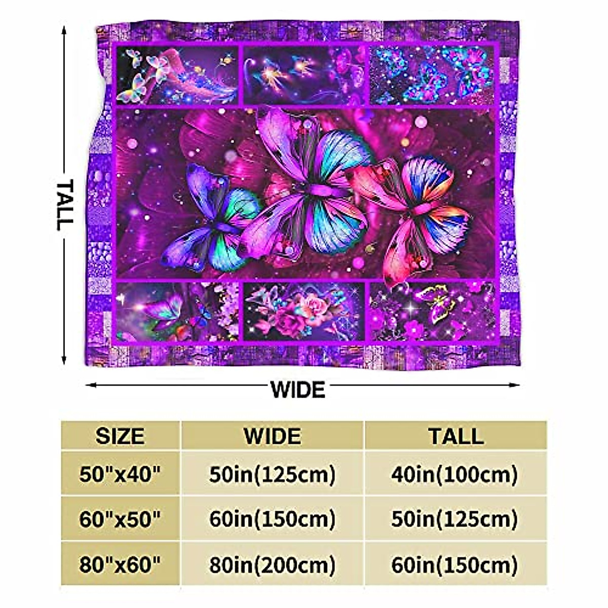 Butterfly Blanket Ultra Lightweight Soft Plush Flannel Mother's Day Blanket for Sofa Bed Couch Throw 60"X50" M9