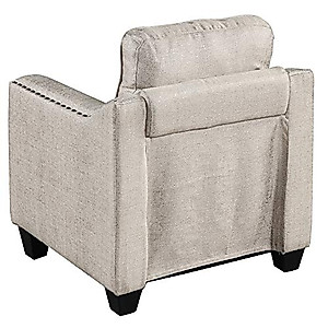 FANYE 3 Pieces Living Room Furniture Sets Include, Loveseat and Armchair, Linen Fabric Upholstered Sectional Classical Rivets Decor and Tufted Back Cushions, Beige Sofa & Couch