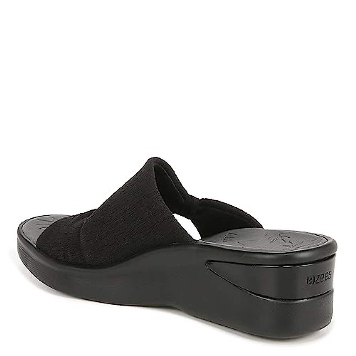 BZees Womens Smile More Slide Sandal, Black, 8.5 US
