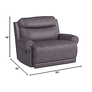 Signature Design by Ashley Clonmel Microfiber Extra Wide Manual Reclining Loveseat, Gray