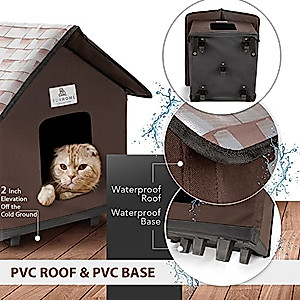 Heated Cat Houses for Outdoor Cats, Elevated, Waterproof and Insulated - A Safe Pet House and Kitty Shelter for Your Cat or Small Dog to Stay Warm & Dry