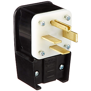 Leviton 8462-P 60 Amp, 250 Volt- 3PY, Straight Blade, Plug, Industrial Grade, Grounding, Angle, Black
