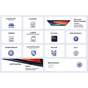 GOODTEL Android Tablet 10 Inch Tablet Octa-Core Processor 64 GB ROM Tablets, Smart IPS, 8000 mAh, Camera 5 MP + 8 MP, WiFi | Bluetooth, Tablet with Keyboard + Mouse (Blue)