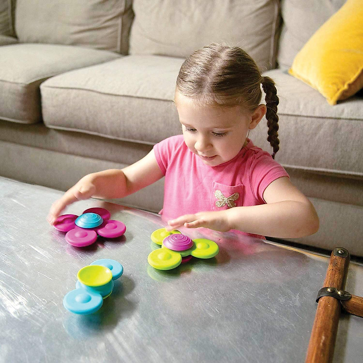 Fat Brain Toys Pipsquigz Whirly-Squigz Suction-Kupz Set - 12 Piece Early Learner Toys - 6 Suction Kupz Stacking Toys, 3 PipSquigz, 3 Whirly Squigz Spinners in Zippered Storage Case - BPA-Free Silicone