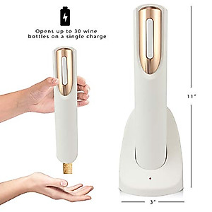 Vin Fresco Electric Wine Opener with Charging Base & Foil Cutter - Automatic Wine Bottle Opener - Electric Corkscrew Wine Opener - Electric Wine Bottle Opener Rechargeable Wine Gift for Wine Lovers