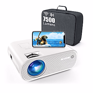 Projector, TOPTRO Projector with WiFi and Bluetooth, Full HD 7500 Lumen Support 1080P, Mini Projector with Carrying Case, Compatible with TV Stick, HDMI, SD, AV, VGA, USB, PS4, X-Box, iOS / Android