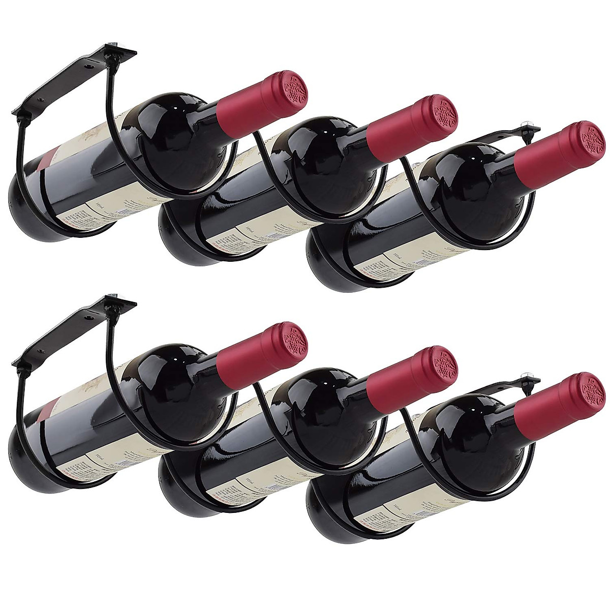 MOCOUM 2 Pack Under Counter Wine Racks, Wine Bottle Holder Under Cabinet Iron Wine Storage Rack for 6 Liquor Bottles