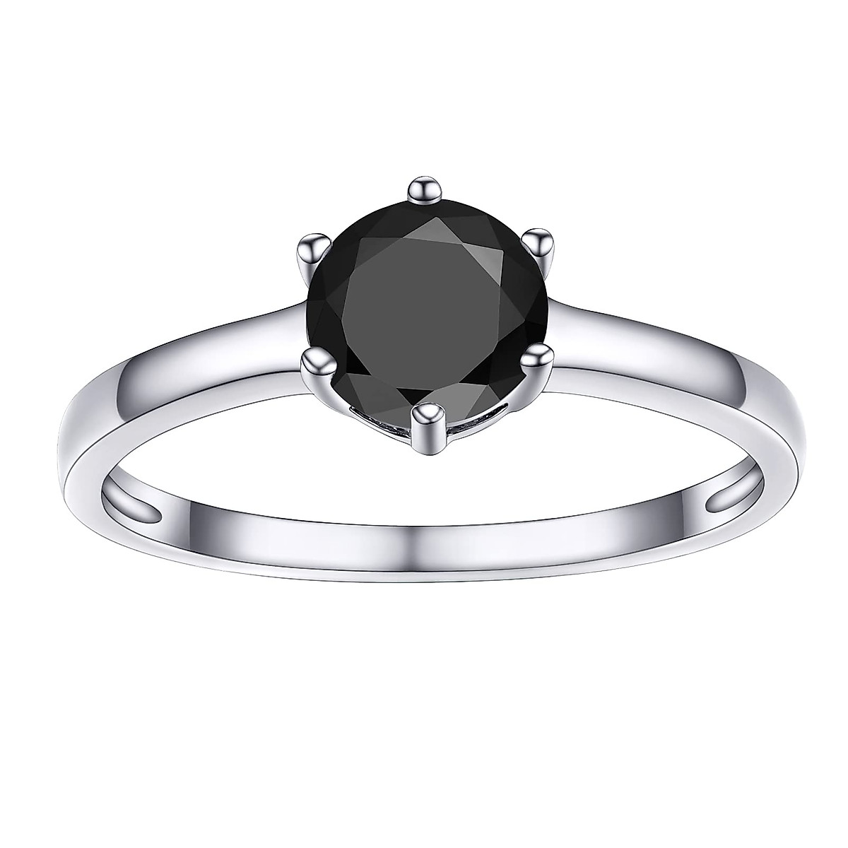Cubic Zirconia Black Onyx Cz Solitaire Ring Jewelry Size 7 Sterling Silver Wedding Rings For Women