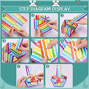 24 Pieces Paper Easter Treat Boxes Easter Treat Baskets Easter Gift Box with Handle Rabbit Egg Easter Basket Candy Goody Cookie Boxes Holder for Party Favor Supplies