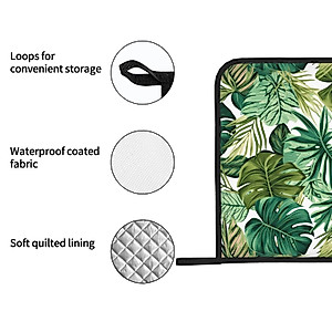 Pot Holders Set of 2, Tropical Green Palm Leaves Heat Resistant Kitchen Non Slip Printed Cooking Barbecue Baking Microwave, 8x8 Inches