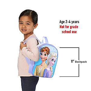 Walt Disney Studio Frozen MINI Backpack For Girls, Kids ~ 4 Pc Bundle With 11In School Bag, 300 Stickers, Coloring Pages, Disney Frozen backpack (Anna Elsa Supplies Travel Set),