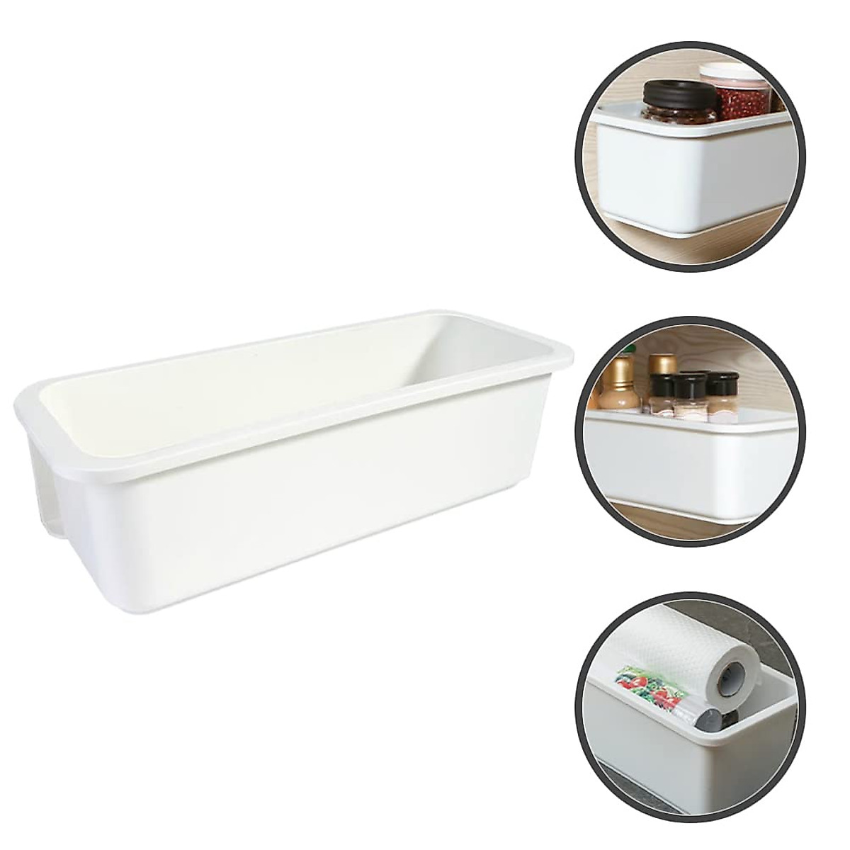 Housoutil Pull-out Storage Box Shelf Organizer Bathroom Storage Baskets Under Sink Organizer Storage Organizer Under The Sink Organizer Plastic Container Pp Cell Phone White Charging Stand