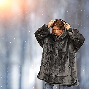 Battery Heated Wearable Blanket Hoodie for Women and Men, Cordless Sherpa Heated Blanket Wrap with Battery Pack, Warm and Cozy Heated Snuggie Shawl for Home and Office