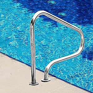 BTZHY Swimming Pool Handrails Easy-to-Install Handrails 304 Stainless Steel Reinforced Base Spas Stair Handrails for Garden Backyard Pools(1pcs)