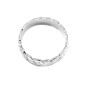 Arthur's Jewelry 14K white gold hand engraved Hawaiian plumeria scroll band ring cut out 6mm size 8.5