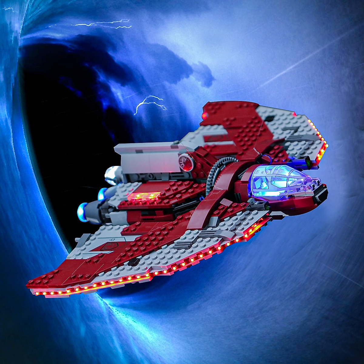 Rorliny LED Light Kit for Lego Star Wars Ahsoka Tano's T-6 Jedi Shuttle 75362 Building Set, Creative Lighting kit Compatible with Lego 75362-Remote Control Version (Lights Only, No Lego Set)