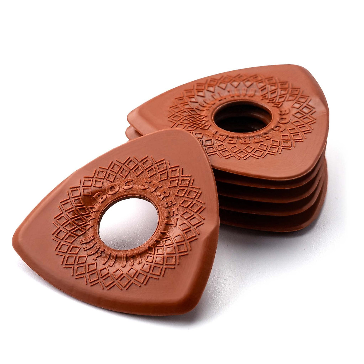 Bog Street AXE CUT Guitar Picks, Medium, Electric Guitar and Acoustic Guitar Picks, Red (6-Pack)