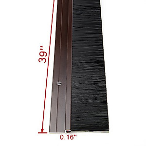 uxcell Door Brush Bottom Sweep Brown H-Shape Aluminum Alloy Holder W 1.6-inch Black PP Silicone Soft Brush, 1000mm x 63mm (Approx 39.37-inch x 2.48-inch)