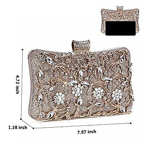 Tanpell Womens Crystal Evening Clutch Bag Rhinestone Wedding Handbag Purse for Bridal Prom Cocktail Party (Champagne)