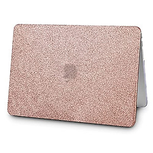 KECC Laptop Case for MacBook Air 13" w/ Keyboard Cover Plastic Hard Shell Case A1466/A1369 2 in 1 Bundle (Rose Gold Sparkling)
