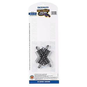 Bachmann Trains - Snap-Fit E-Z TRACK 60 DEGREE CROSSING (1/card) - NICKEL SILVER Rail With Gray Roadbed - HO Scale