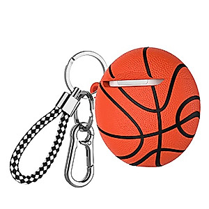 Takfox AirPods Case, Airpods Cover Case Sports Cool Cute Fashion Protective Shockproof Portable Stylish Headphone Accessories Case with Keychain/Carabiner for Apple Airpods 1 & AirPods 2-Basketball
