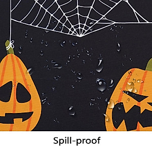 Halloween Tablecloth, Halloween Table Cloth with Pumpkin Spider Web Bat Tablecloth, Waterproof Wrinkle Free Rectangle Tablecloth Polyester Fabric Table Cover for Halloween Party Decoration, Black