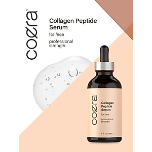 Coera Collagen Serum for Face | 4 fl oz | with Collagen Boosting Peptides | Professional Strength Formula | Free of Parabens, SLS, & Fragrances | Packaging May Vary