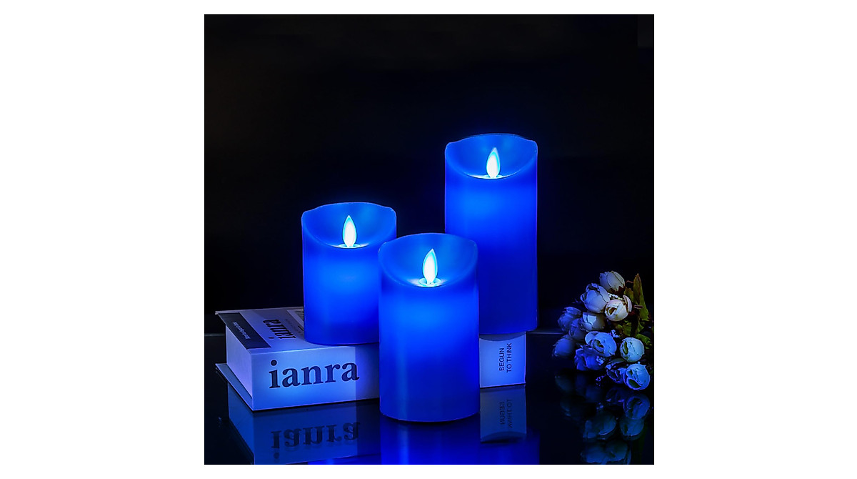 Real Blue Flame LED Candles - Battery Operated & Dimmable