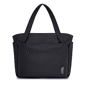 BAGSMART Women Tote Bag Large Handbag Tote With Zipper Black Shoulder Bag With Pocket (Black-1)