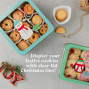 3 Christmas Cookie Tins- Christmas Cookie Tins with Lids for Gift Giving, Christmas Tins Holiday Cookie Boxes, Christmas Tins for Cookies and Gifts- 3 Nested Metal Cookie Tins (Christmas Cookie Tin)