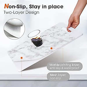 Shelf and Drawer Liner for Kitchen Cabinet Non Adhesive Fridge Liner Washable Reusable Easy to Clean Strong Grip Liner for Cabinets, Dresser, Cupboard Drawers, White Marble (12 in x 20 FT)