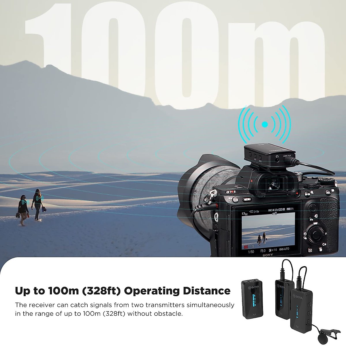 BOYA BY-XM6-S2 Wireless Lavalier Microphone, with OLED, 328ft Range, 2.4GHz Dual Lapel Wireless Microphone for Phone Camera PC Video Recording Interview Vlog Live Stream (2 TX+1 RX)