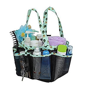 Mesh Shower Caddy Tote for College Dorm Room Essentials, Hanging Large Portable Shower Tote Bag Toiletry Organizer with Key Hook for Bathroom Accessories(nyg)