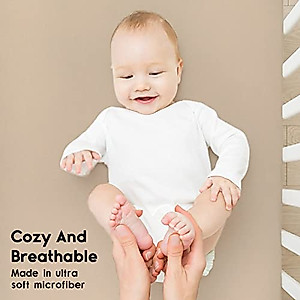 Yoofoss Baby Crib Sheets for Boys Girls, Fitted Crib Sheet 2 Pack for Standard Crib and Toddler Mattress, Super Soft Microfiber Baby Sheet 28x52x8in(Green-Brown)