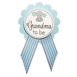 Elephant Baby Shower Pins 4 for Mommy Daddy & Grandma to Be It's a Boy for parents to wear, Blue & White, Baby Sprinkle