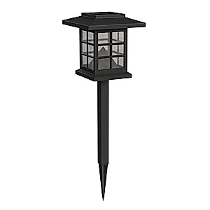 Flash Furniture DN-SL106-8-BK-GG 8 Pack Lantern Style LED Weather Resistant Outdoor Solar Powered Lights for Pathway, Garden, & Yard, Black