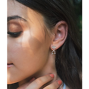 INFUSEU Two Way Frog Stud Earrings Sterling Silver for Young Women Teen Cute Funny Animal Dangling Jewelry Gifts Daughter Granddaughter