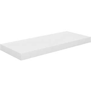 vidaXL Set of 4 High Gloss White Floating Shelves - Durable Honeycomb MDF with Metal Frame - 23.6"x9.3"x1.5"