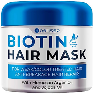 BELLISSO Biotin Heat Protectant Spray with Moroccan Argan Oil and Biotin Shampoo and Conditioner Set and Biotin Hair Mask