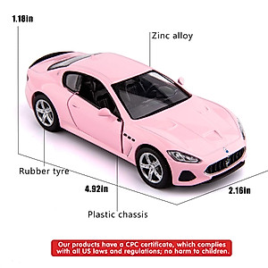 TGRCM-CZ 1/36 Scale Maserat GT Casting Car Model, Zinc Alloy Toy Car for Kids, Pull Back Vehicles Toy Car for Toddlers Kids Boys Girls Gift (Pink)