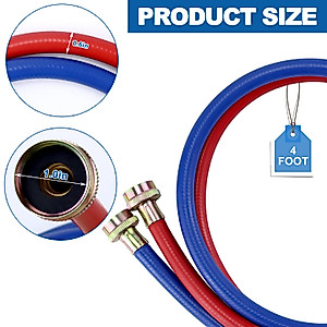 Washer Hoses 4FT,Rubber Washing Machine Hoses 3/4 Washer Machine Hoses 2 packs,Burst Proof Water Supply Lines ​for Hot and Cold Water Washer Hoses,Universal for All Standard Wash Machines-by MIFLUS