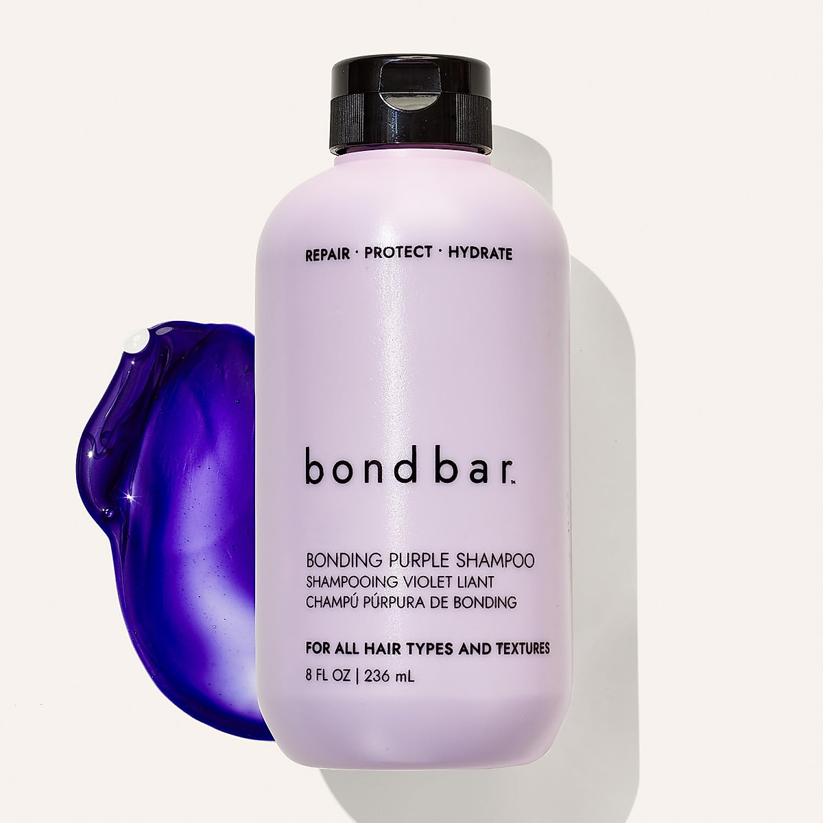 Bondbar Purple Brightening Shampoo for Blonde, Lightened & Gray Hair, Neutralizes Brassiness, Repairs, Protects, Hydrates, Vegan, Cruelty-Free, 8 Fl. Oz